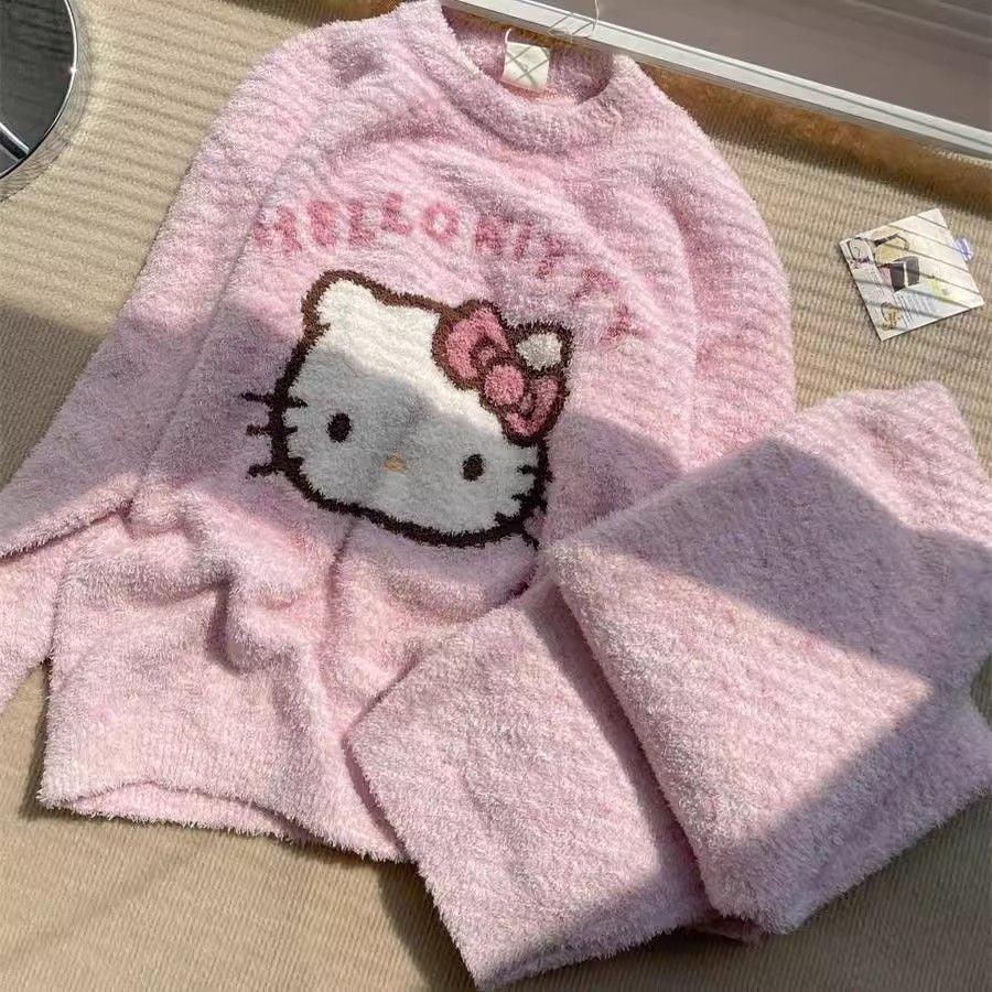 HelloKitty Pink Fleece Pajamas Set – In Kawaii Shop